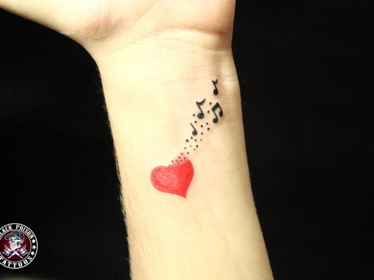 Heart Music Note Tattoos On Wrist Make Simple Heart Tattoo And Treble